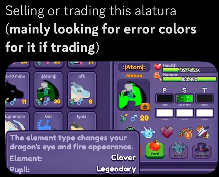 Selling or trading alatura for errors | Fandom