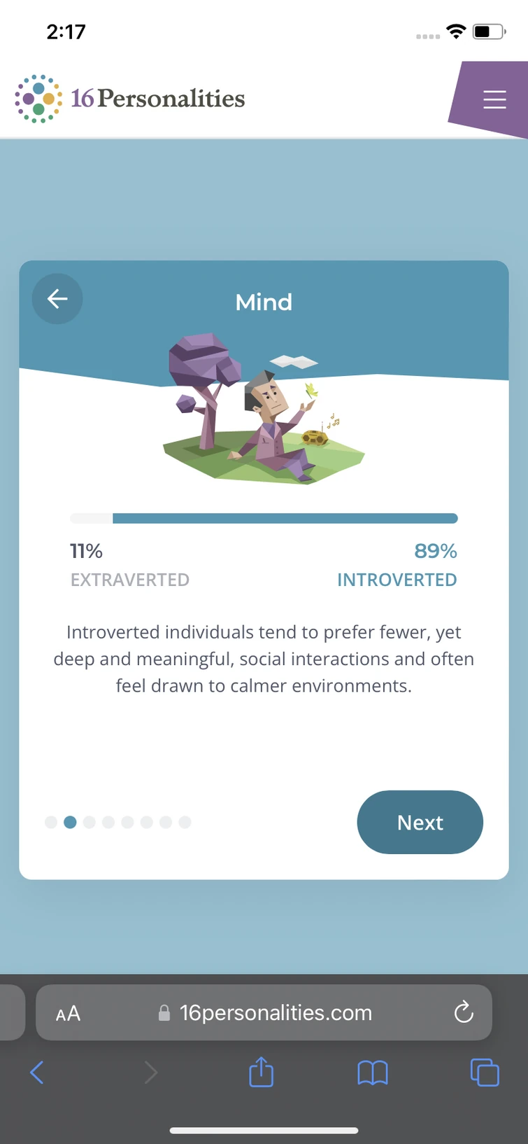 Me: scrolling through the personality thing seeing what characters are ...