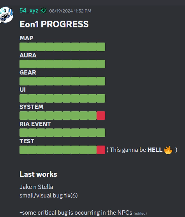 Someone post the progress from discord pls | Fandom
