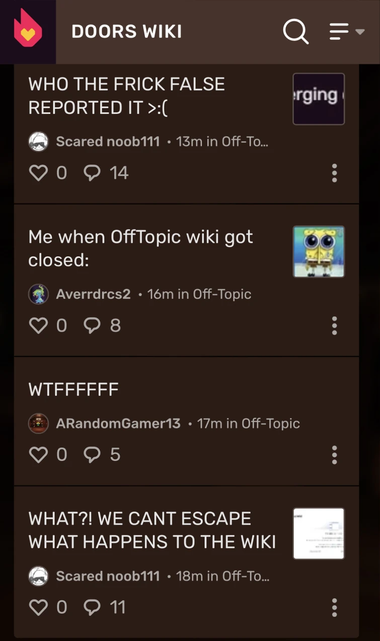 I don’t remember what you guys reaction to off topic almost getting ...