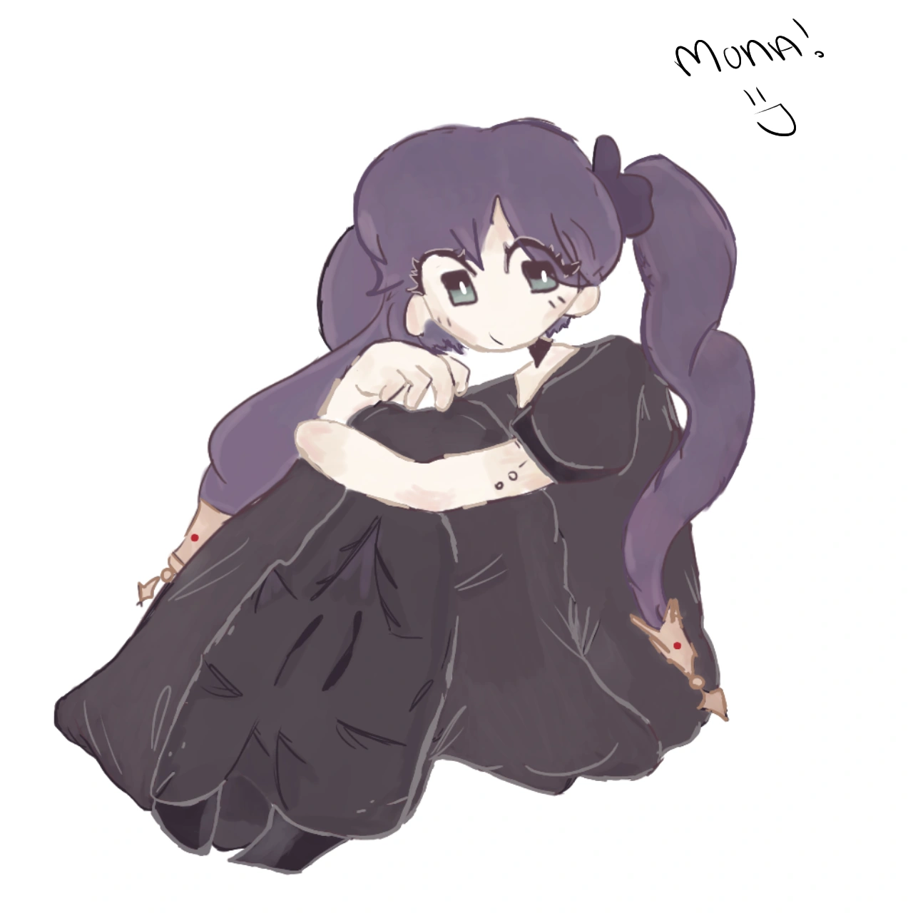 mona with black dress (and kinda scruffy hair) | Fandom