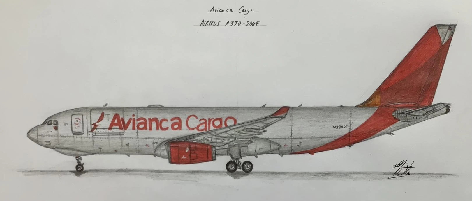 Airbus a330-200F of Avianca Cargo (large font), registered as N332QT ...