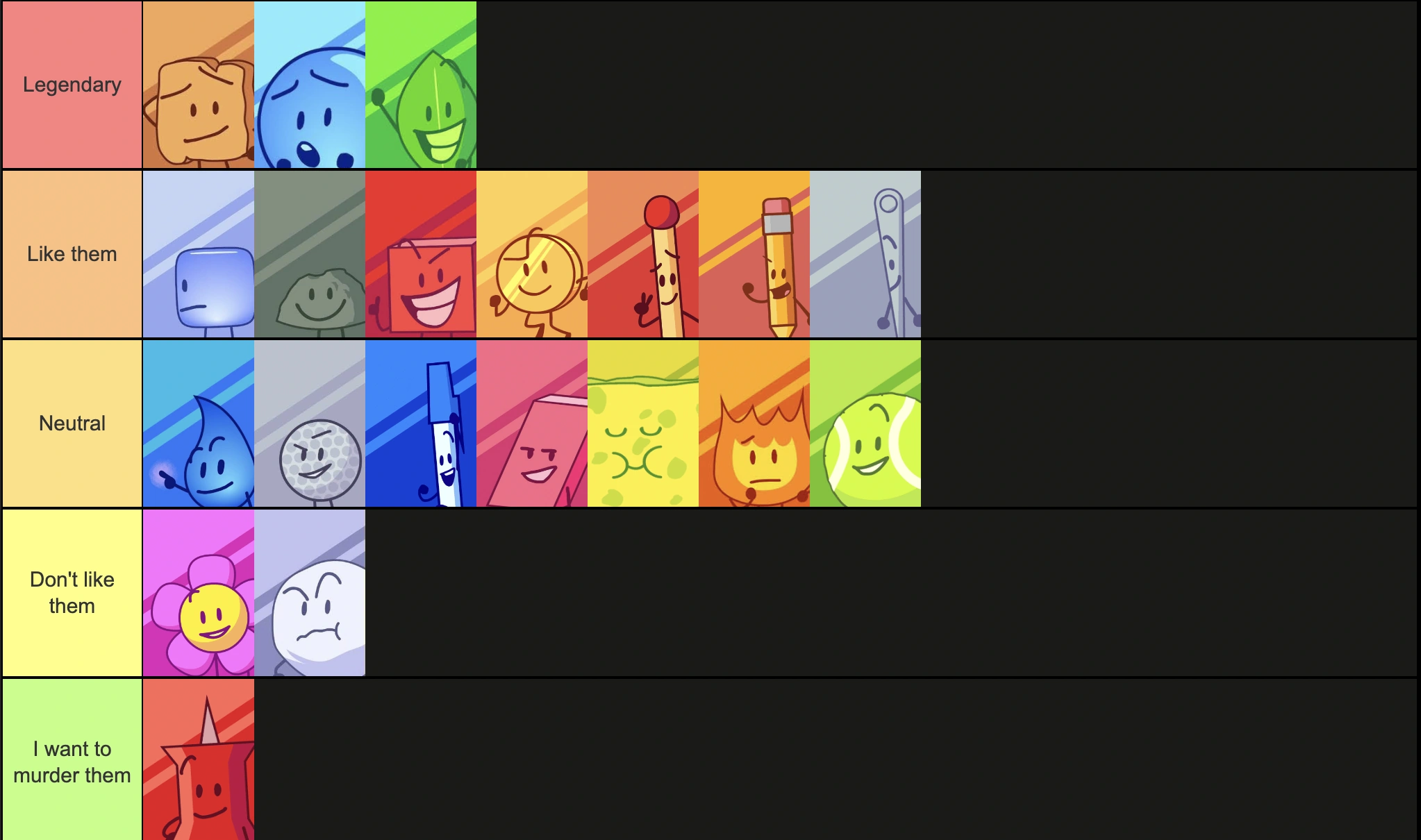 My opinions on the OG BFDI characters as I went on | Fandom