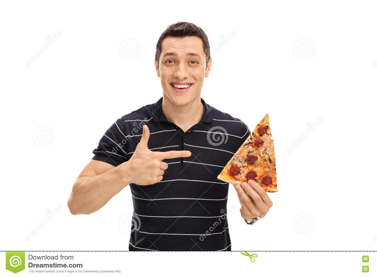 stock image of man pointing at pizza | Fandom