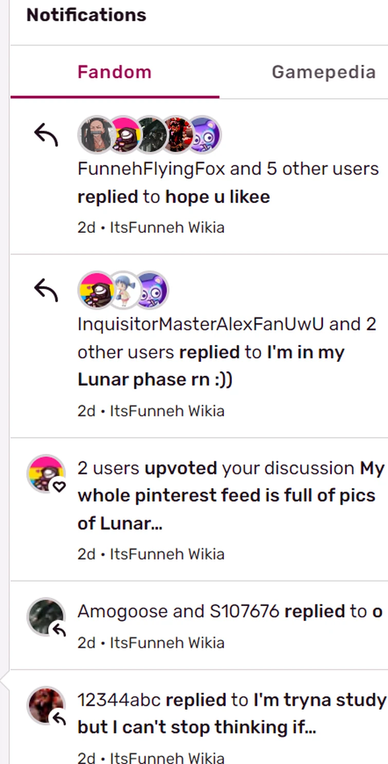 My latest notif was two days ago 😢 | Fandom