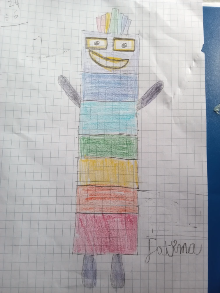 Drawing of seven from numberblocks but it's colored | Fandom