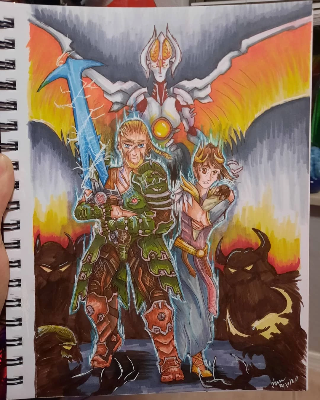 Night Sentinel defending his wife and child. | Fandom