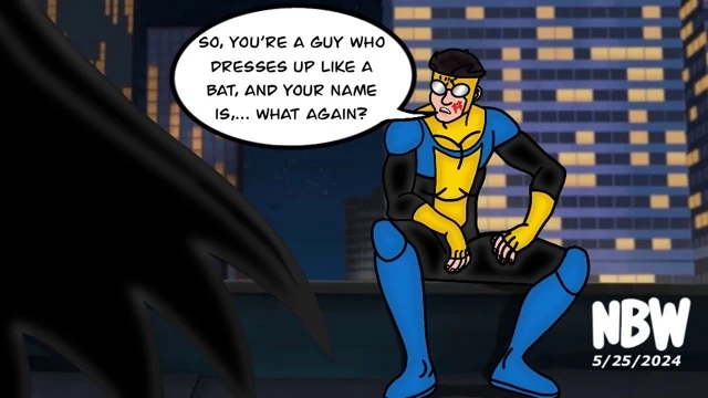 Redrawn screenshot from 5/25 of Invincible, meeting Batman | Fandom