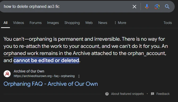 how to delete orphaned ao3 fic | Fandom