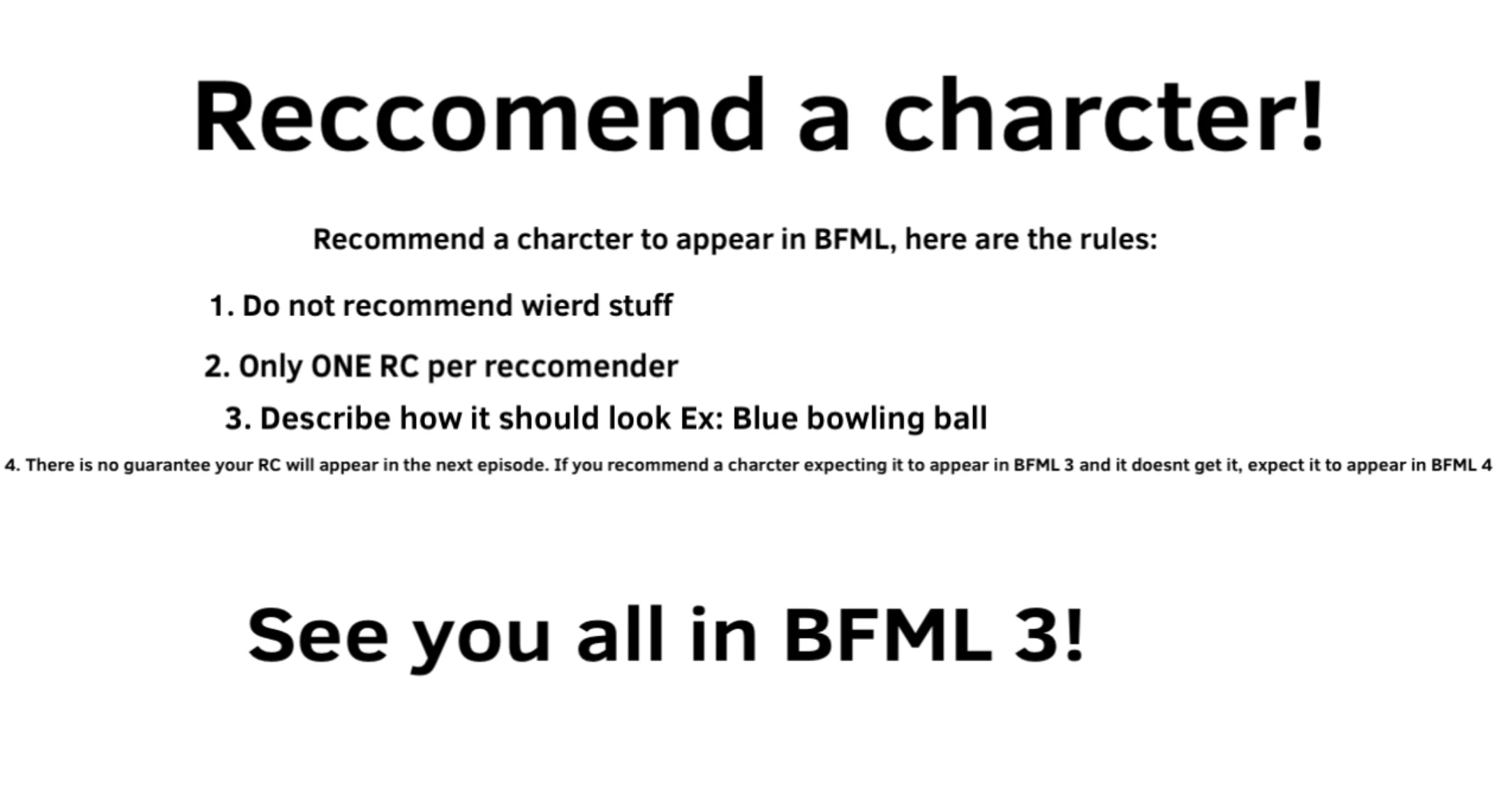 Recommend a character for BFML! | Fandom