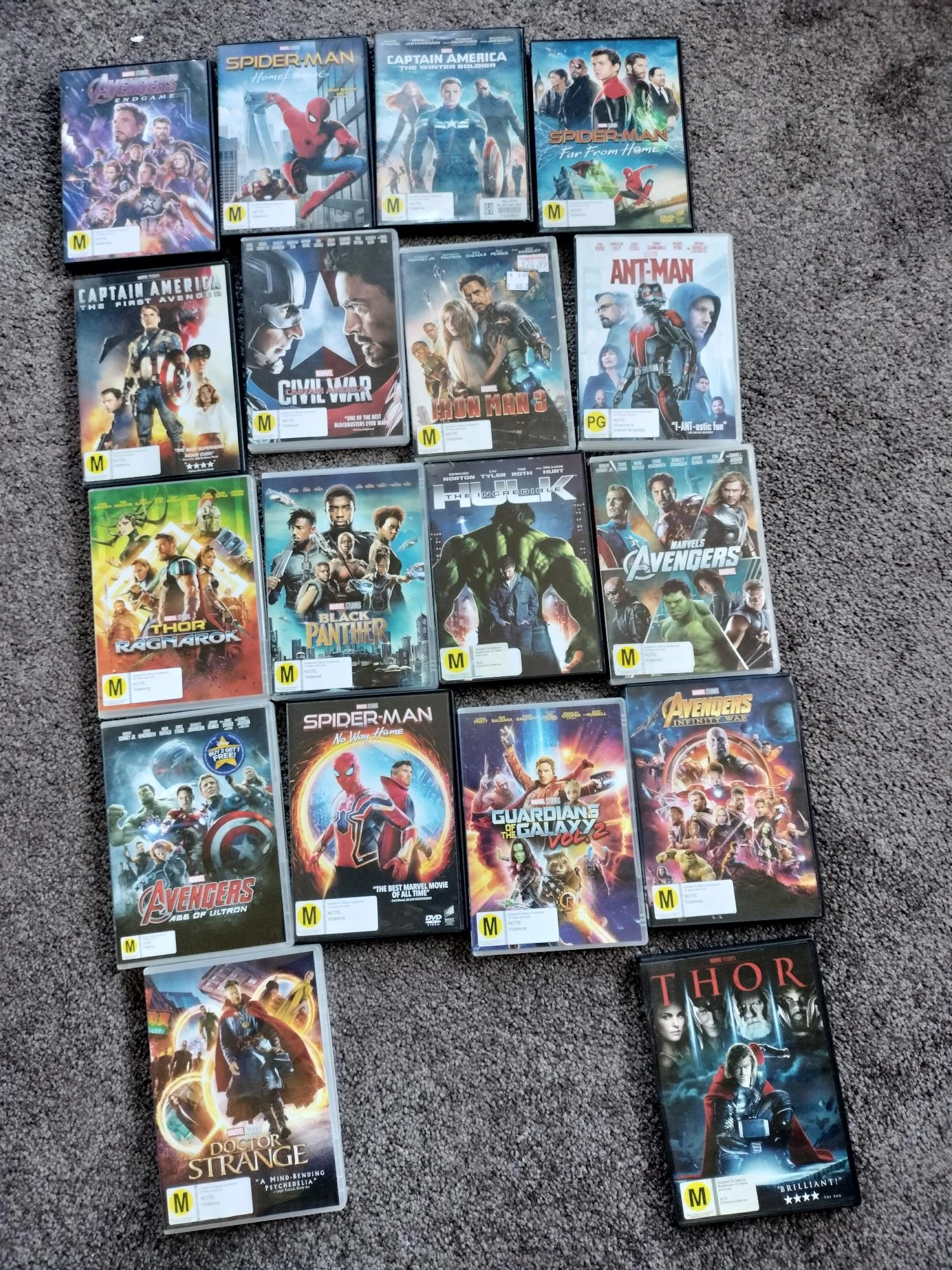 Here's a photo of all the MCU movies I have on DVD 😎 | Fandom