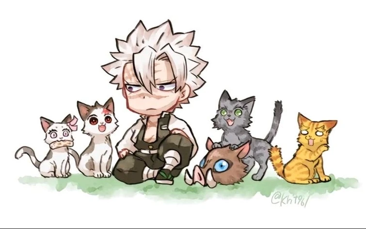 Sanemi with Kitty Art | Fandom