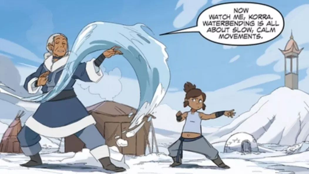 Little Korra practicing waterbending and firebending | Fandom