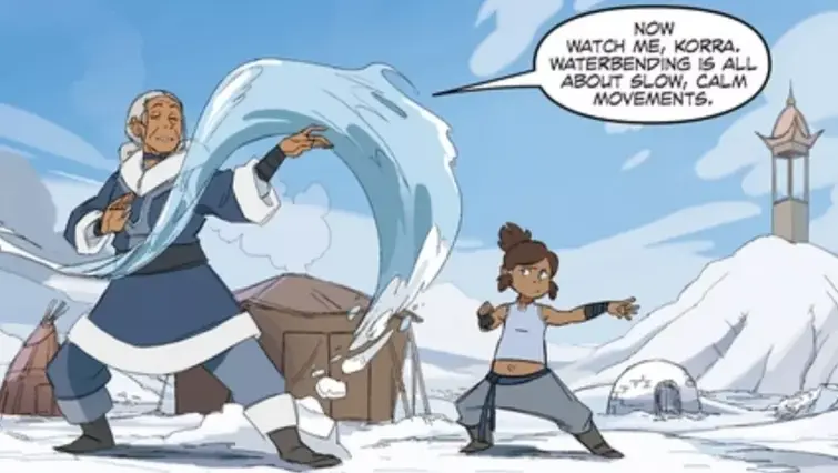 Little Korra practicing waterbending and firebending | Fandom