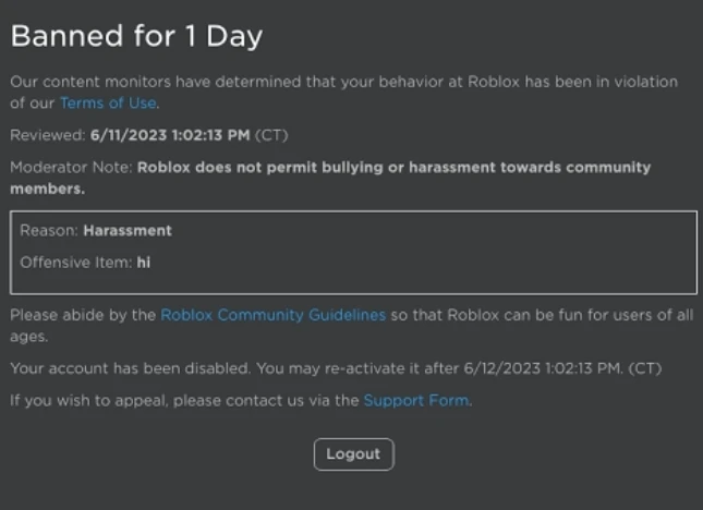 Stupid roblox ban | Fandom