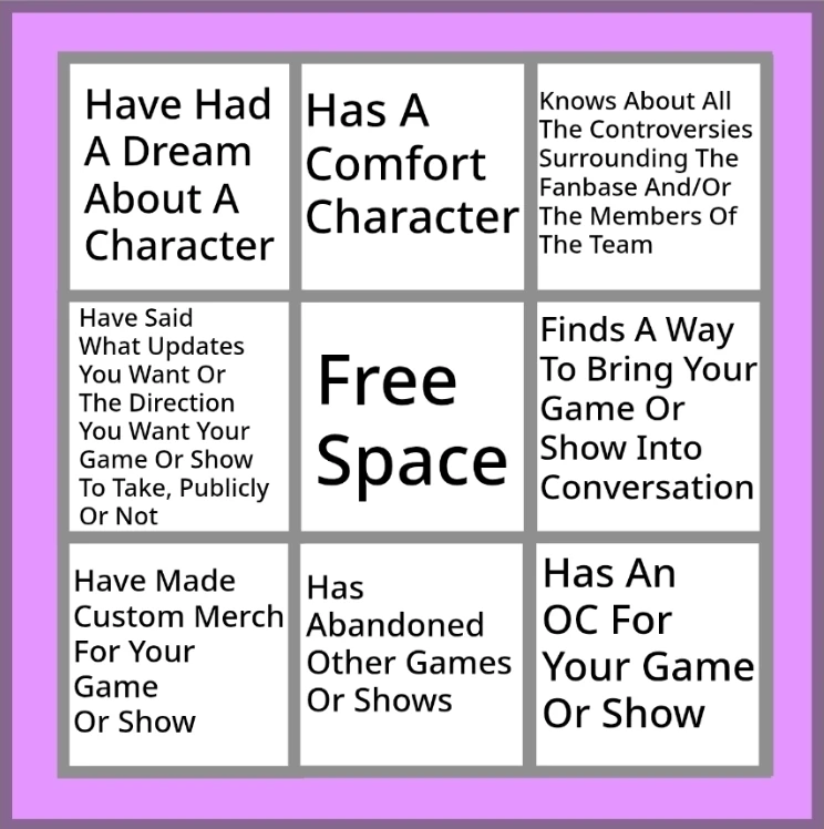 Fandom-Obsessed Bingo Chart | Fandom