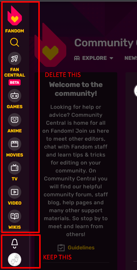 Remove left navigation bar | Fandom