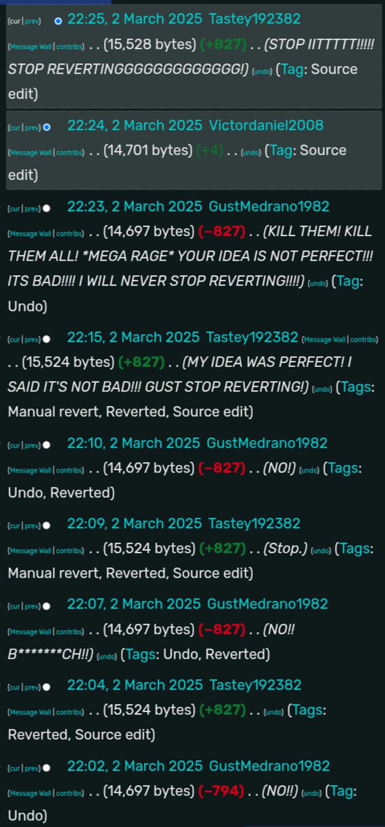 This is the biggest edit war in the wiki. I feel like I'm gonna spam ...