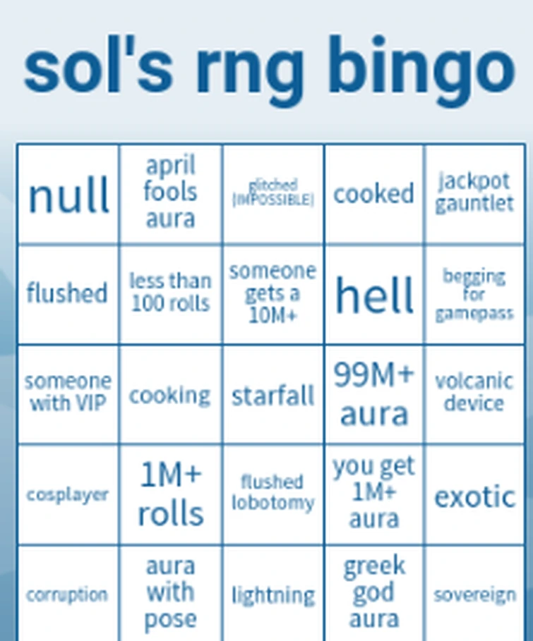 sols rng bingo | Fandom