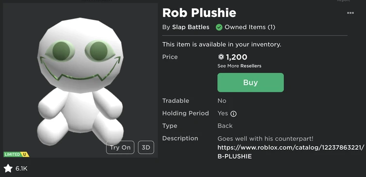 Rob plushie is back on sale | Fandom
