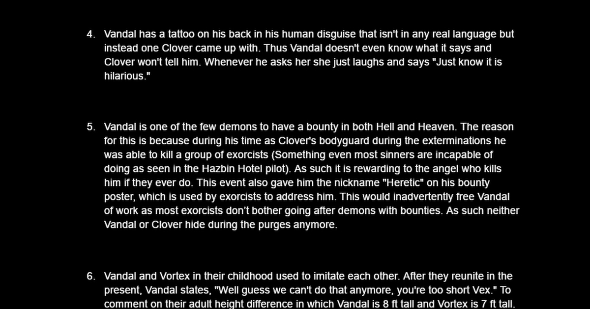 OC Trivia #1 (Vandal, Clover, Azazel) | Fandom