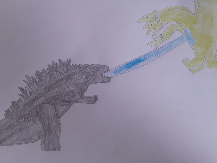 Godzilla vs King Ghidorah Drawing(FINAL ART POST) | Fandom