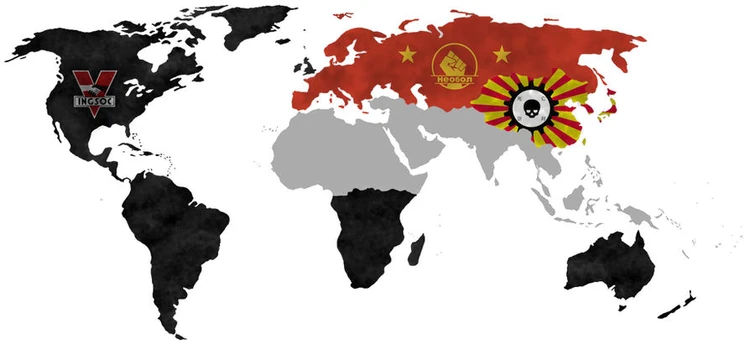 Using three superpowers destroy Oceania, Eurasia and East Asia from ...