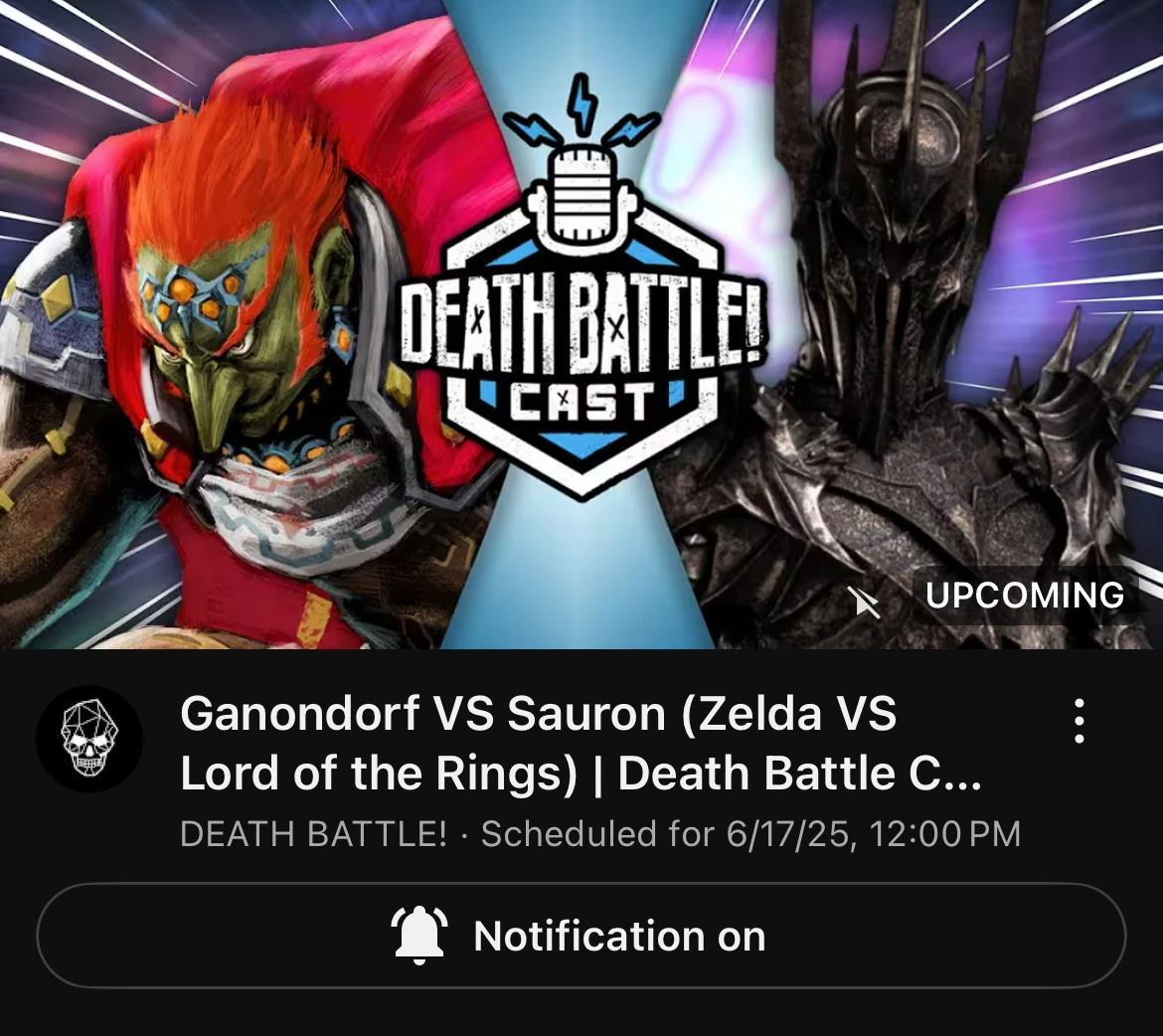 The next death battle cast is Ganondorf vs Sauron, any thoughts? | Fandom
