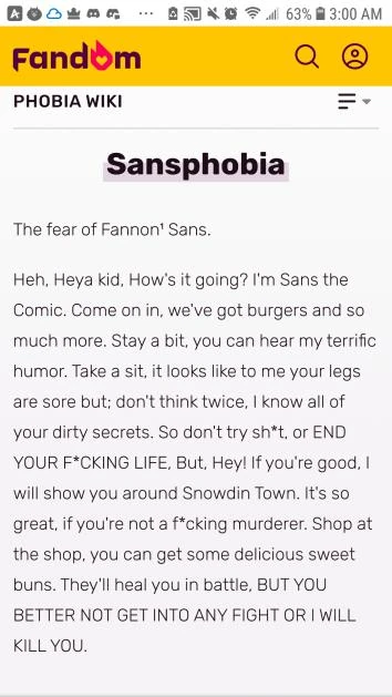 i have sansphobia | Fandom