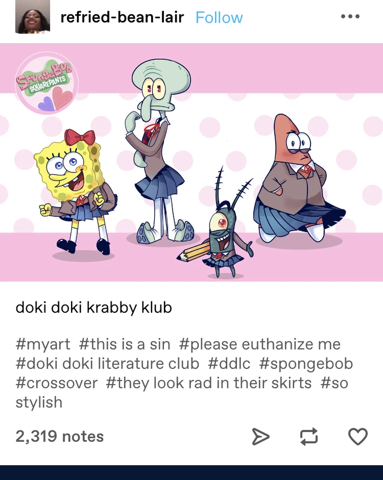 I was scrolling down some Spongebob Crossover arts until I saw this ...