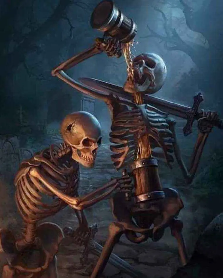 2 skeletons drinking beer | Fandom