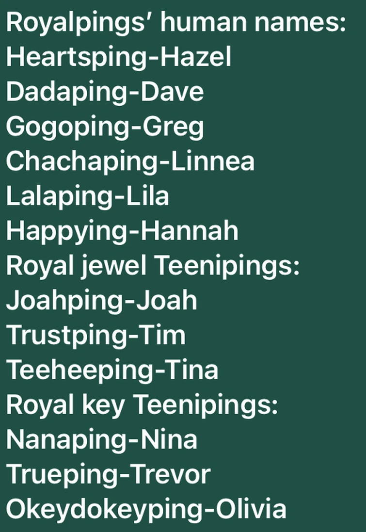 Human names for Teenipings | Fandom