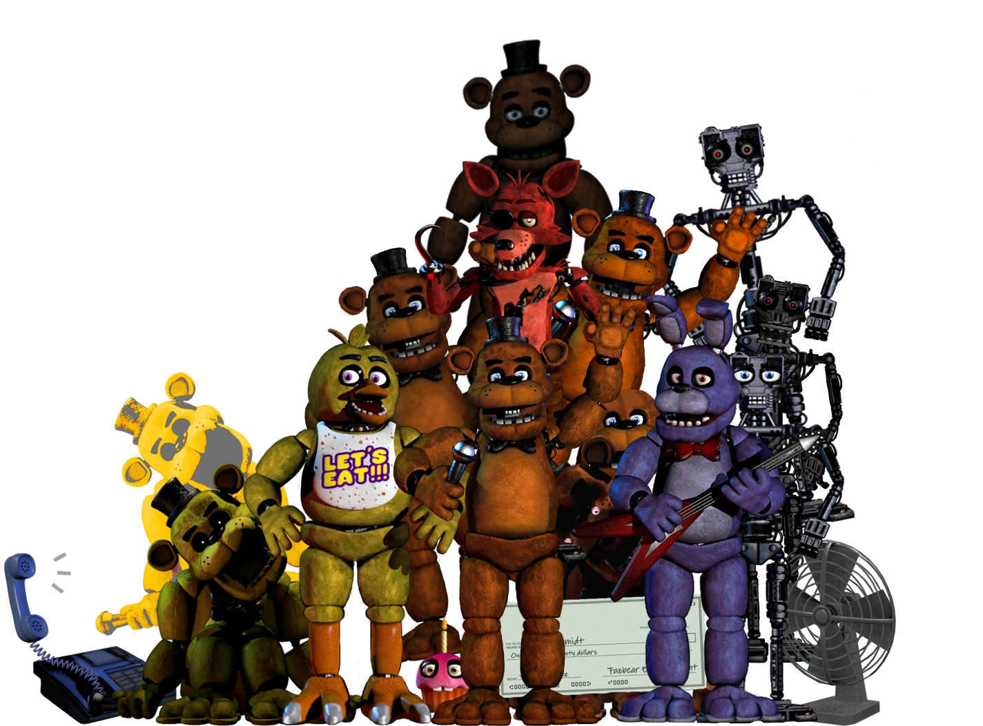 Hello everybody, i have made all the FNAF 1 characters in one picture ...