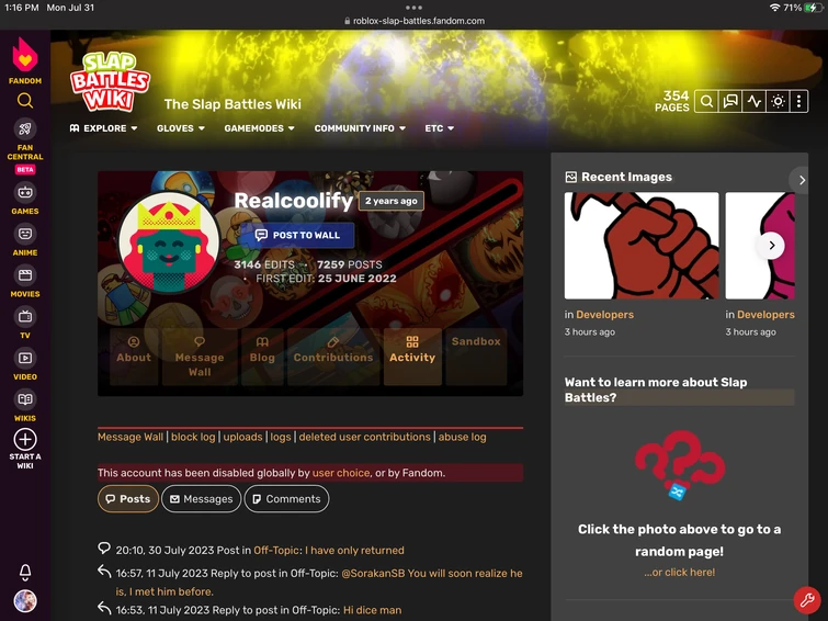 Coolify disabled his account | Fandom