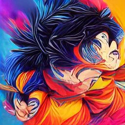Beautiful illustration with vibrant colors of goku in the style of ...