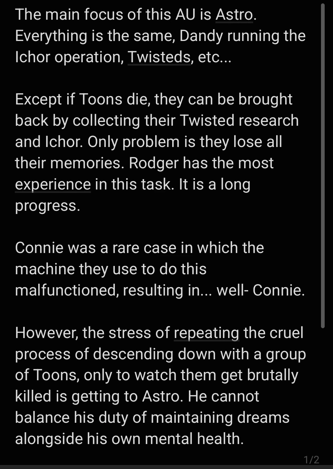 give me lore ideas this is what I have so far in my AU and I suck at ...