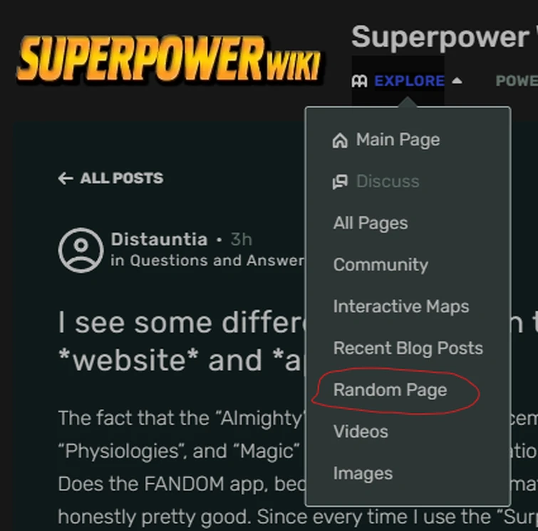 I see some differences between the Superpower wiki’s FANDOM *website ...