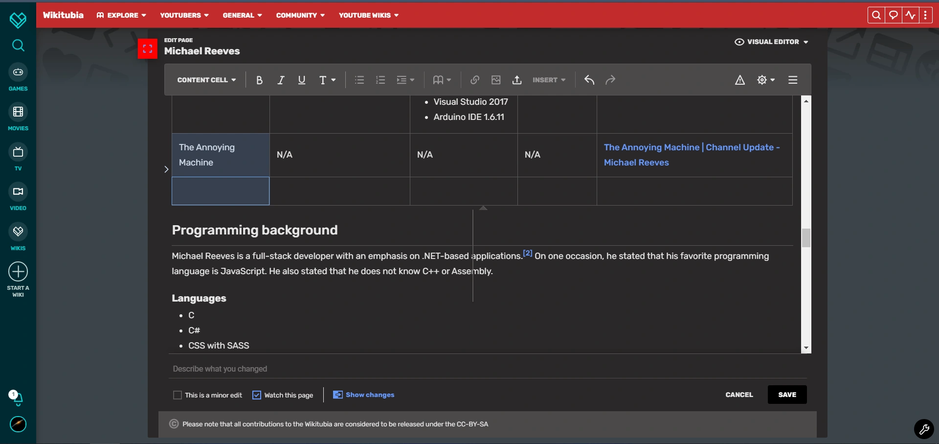 Context menu for editing tables is not working on this wiki | Fandom