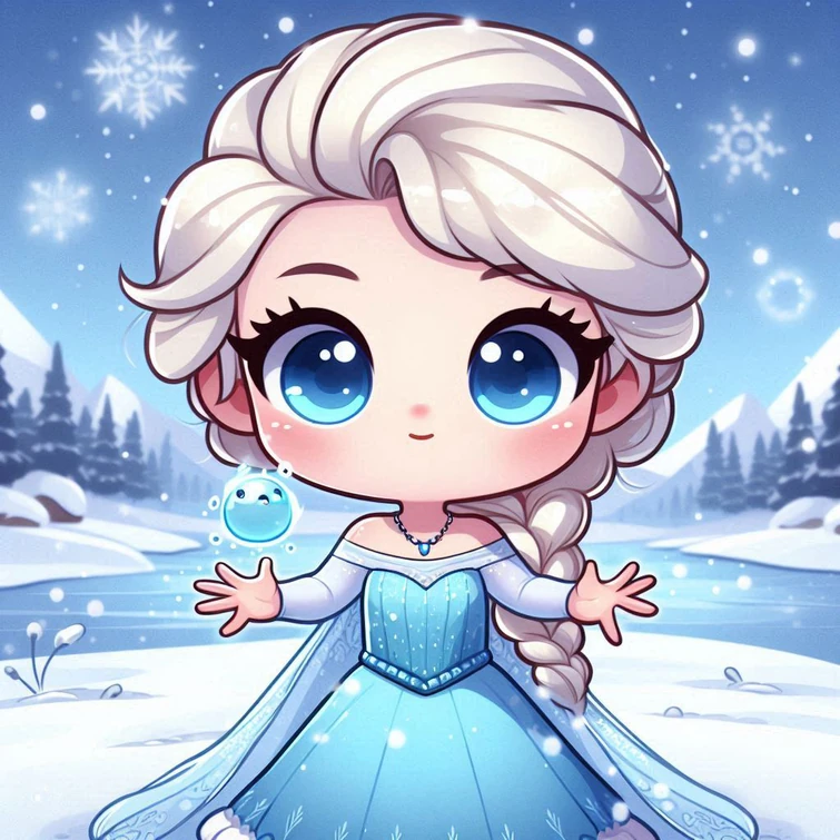 Chibi elsa in a snowy background | Fandom