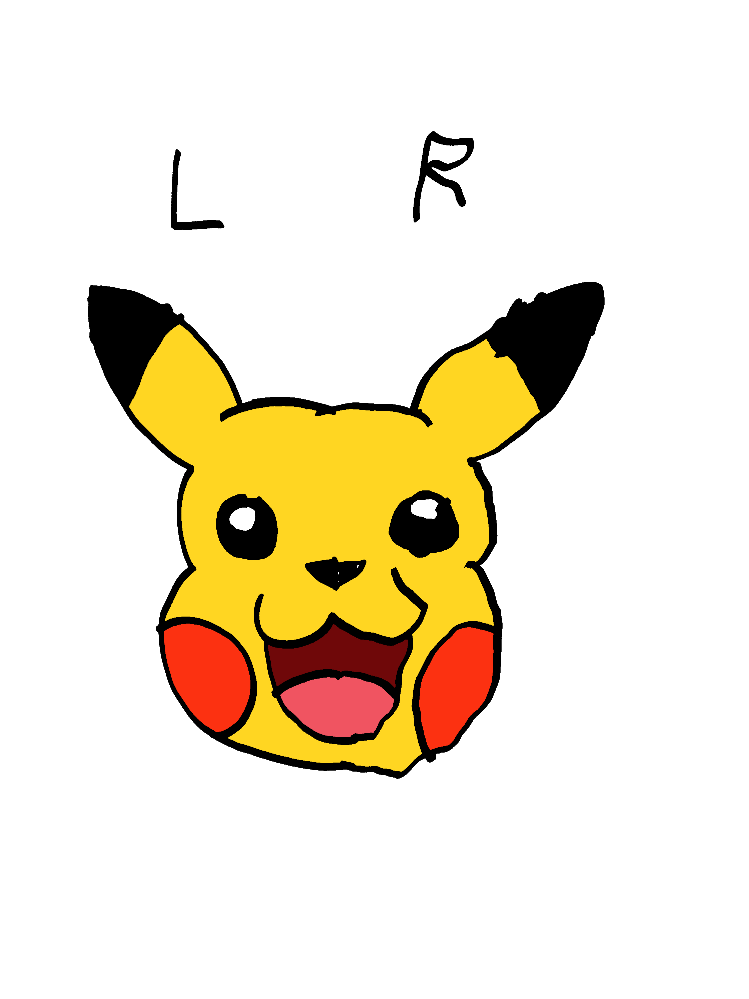 My drawing of Pikachu using both my hands | Fandom