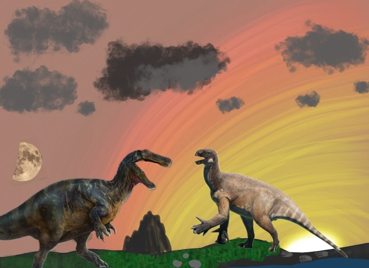 semi-photoshop Art of an iguanodon and vectispinus squaring off (none ...
