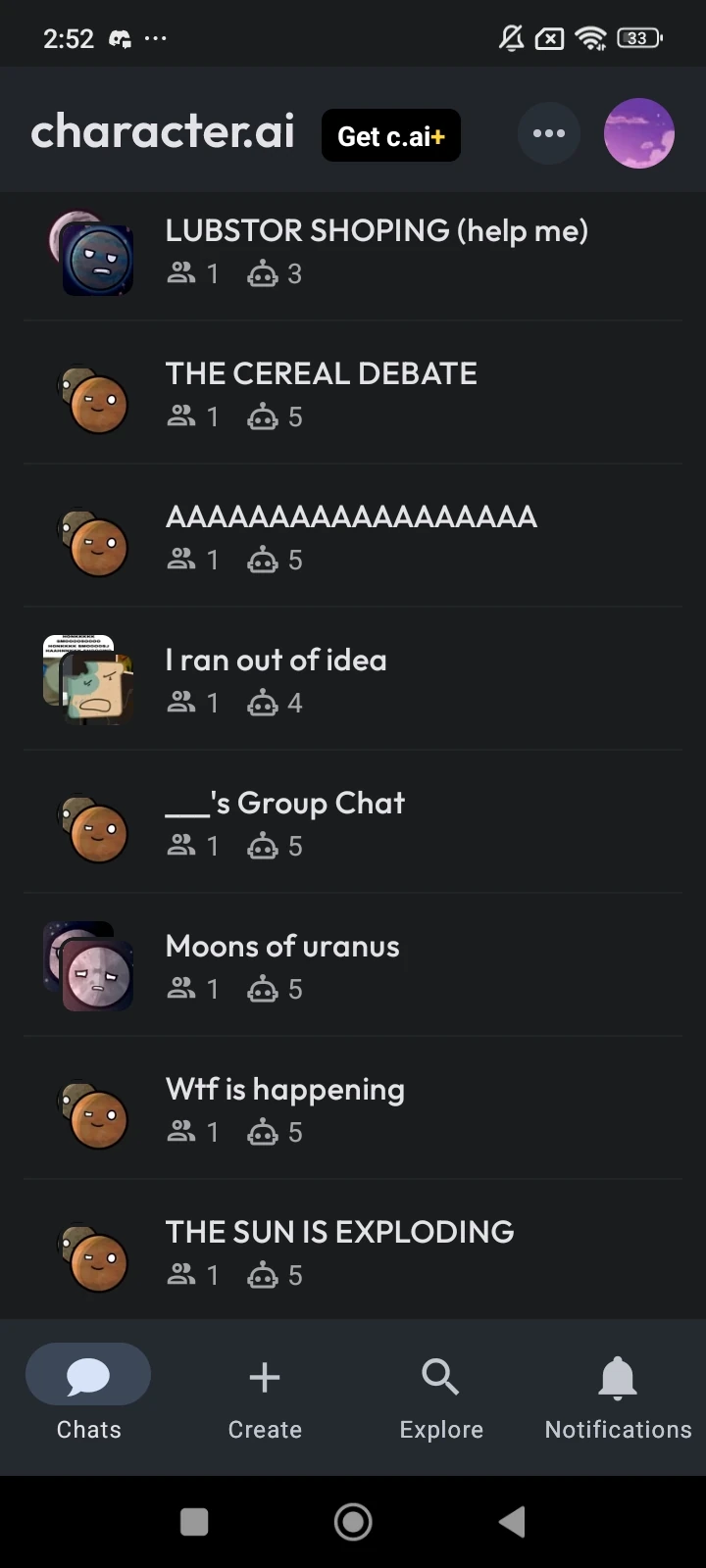my first cai group chats from 2023 | Fandom