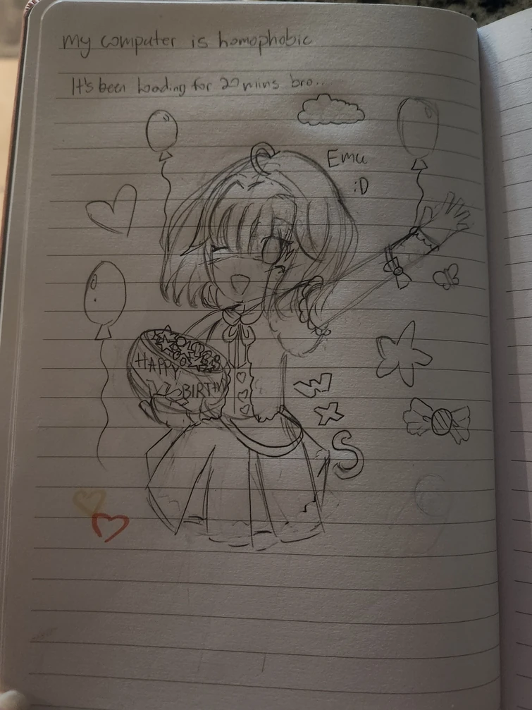 Emu drawing i made while my computer was disintegrating in class today ...