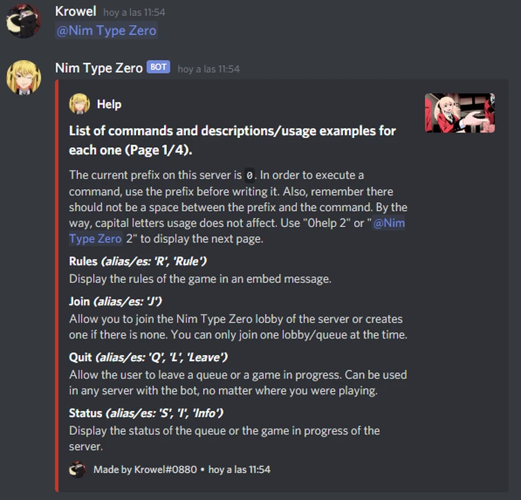 I've created a Nim Type Zero Discord bot. Also, sorry for the bad ...