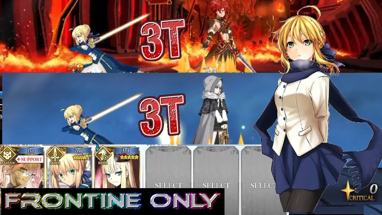 Waver and Reines Challenge Quests『3T Clear』ft. Artoria Pendragon (Saber) - Frontline only 💙 | Fandom