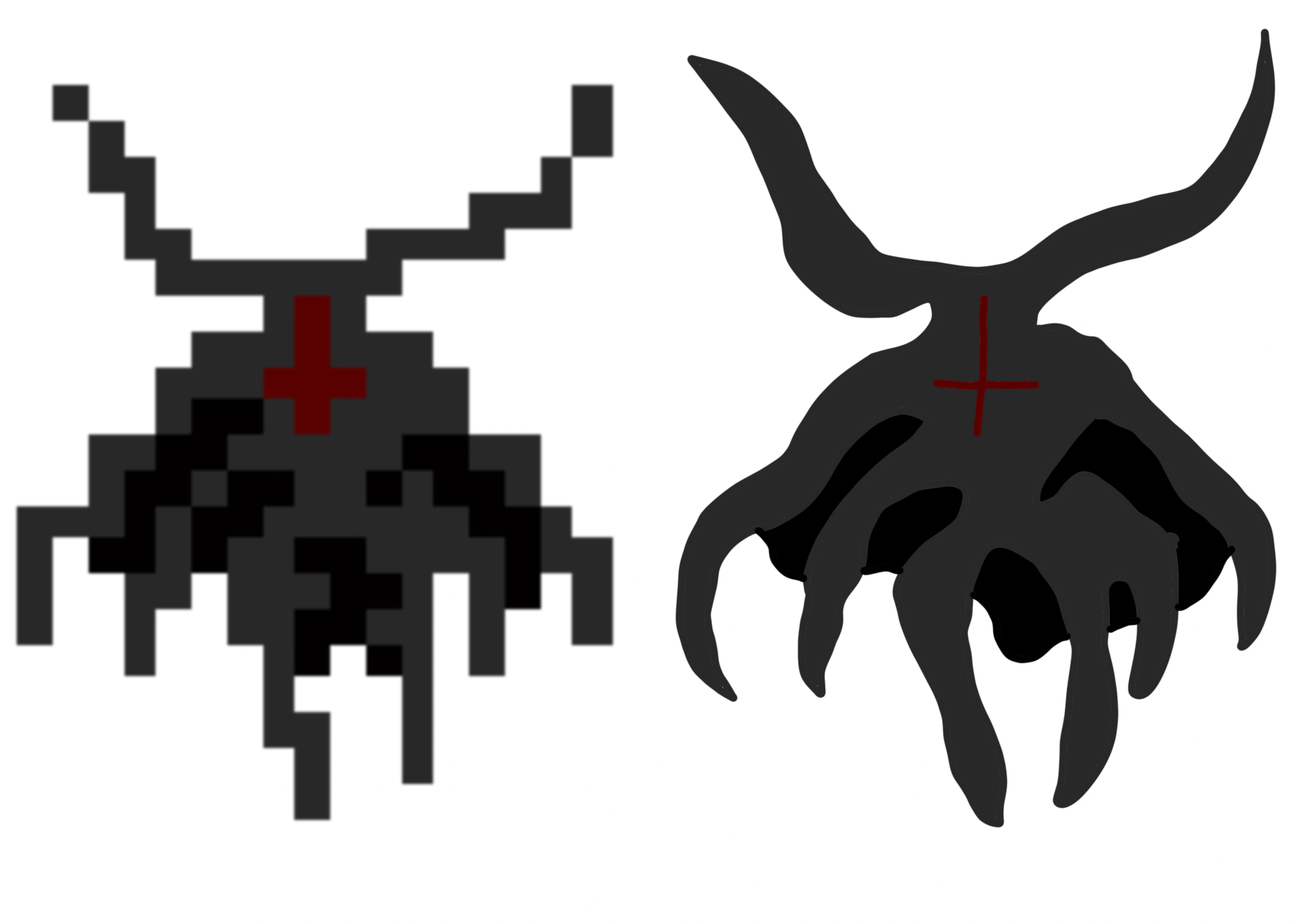 Drawing FAITH: The Unholy Trinity Characters but they are not pixelated ...