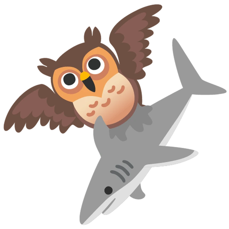 Here is Google owl riding Google shark. | Fandom
