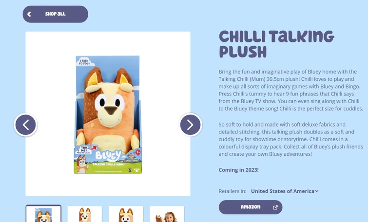 CHILLI IS UP ON THE BLUEY STORE!! (you cant buy her though) | Fandom