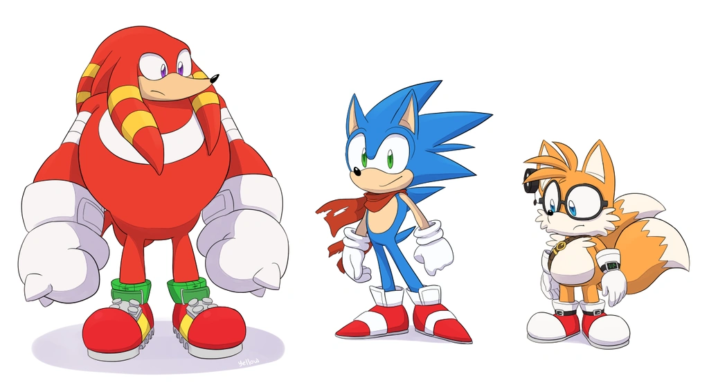 Redesign of Knuckles, Sonic, and Tails by YellowHellion on weasyl.com ...