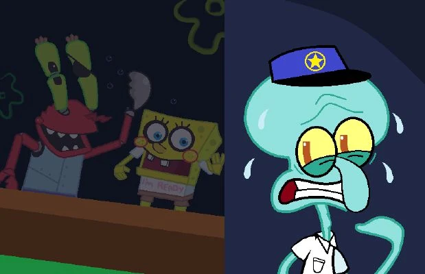 Welcome to your first job at the Krusty Krab as the new security guard ...